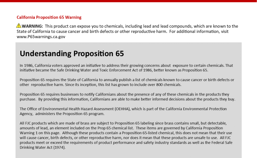 California’s Proposition 65 1 – FJC
